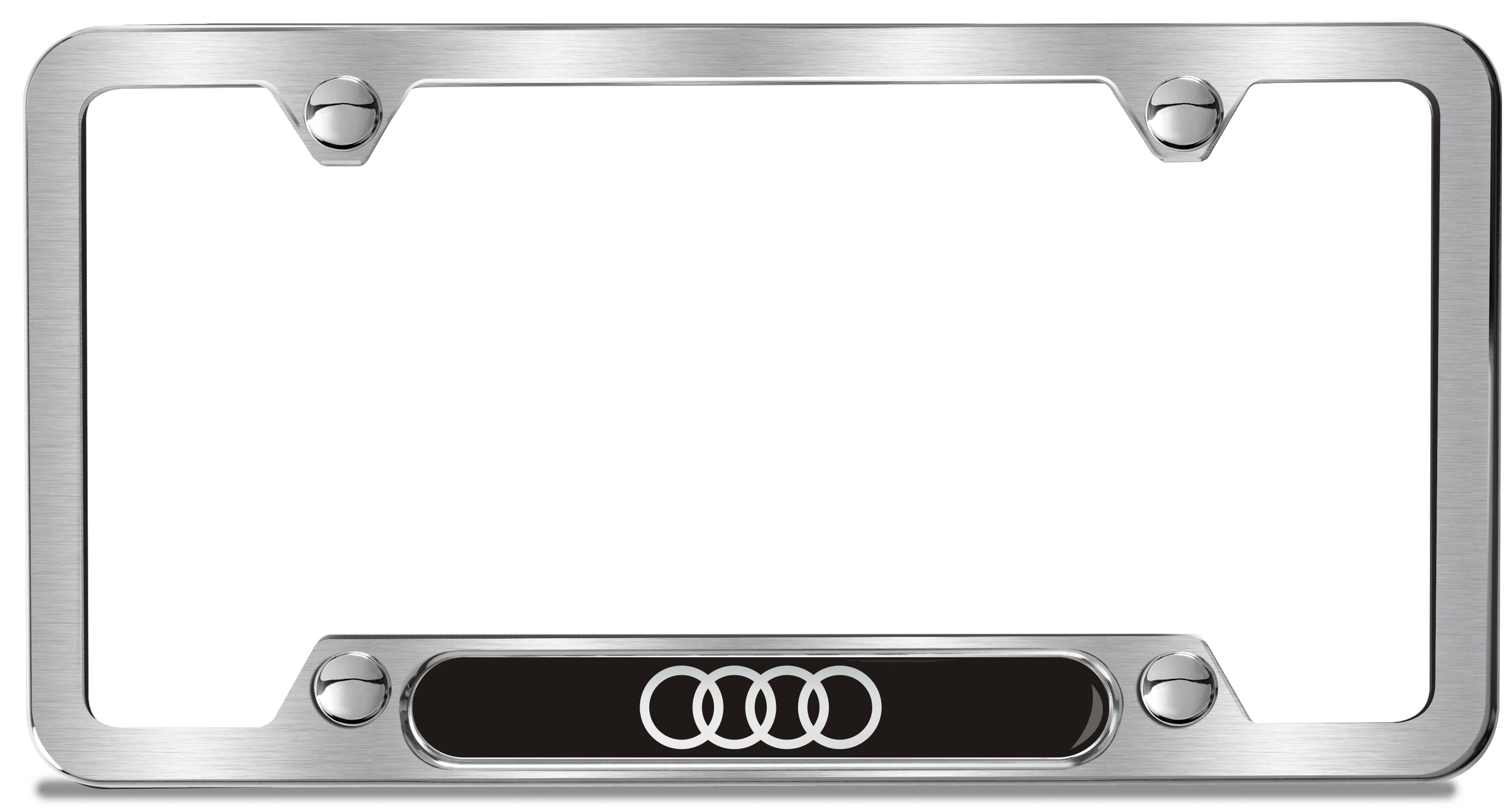 Genuine Audi - Audi Rings License Plate Frame - Brushed Stainless Stee ...